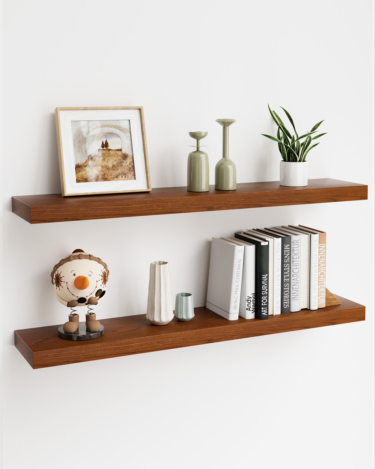 Millwood Pines Friesen 2 Piece Painted Wood Floating Shelves, Bathroom ...