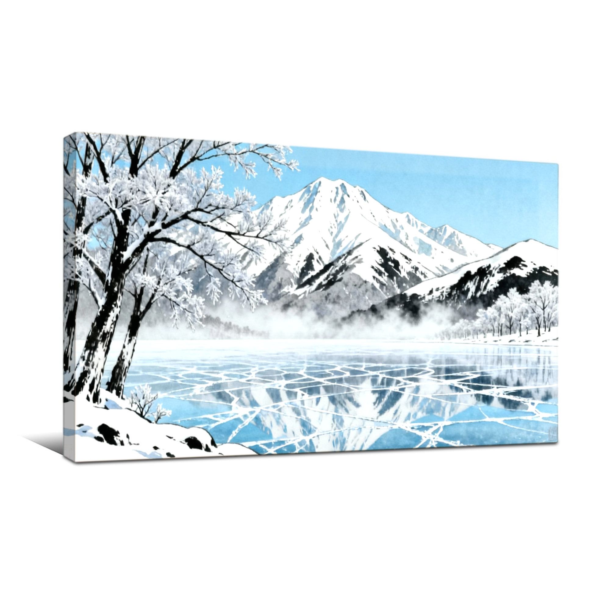 Highland Dunes Nautical & Beach Snowy Mountain Lake Winter Landscape ...