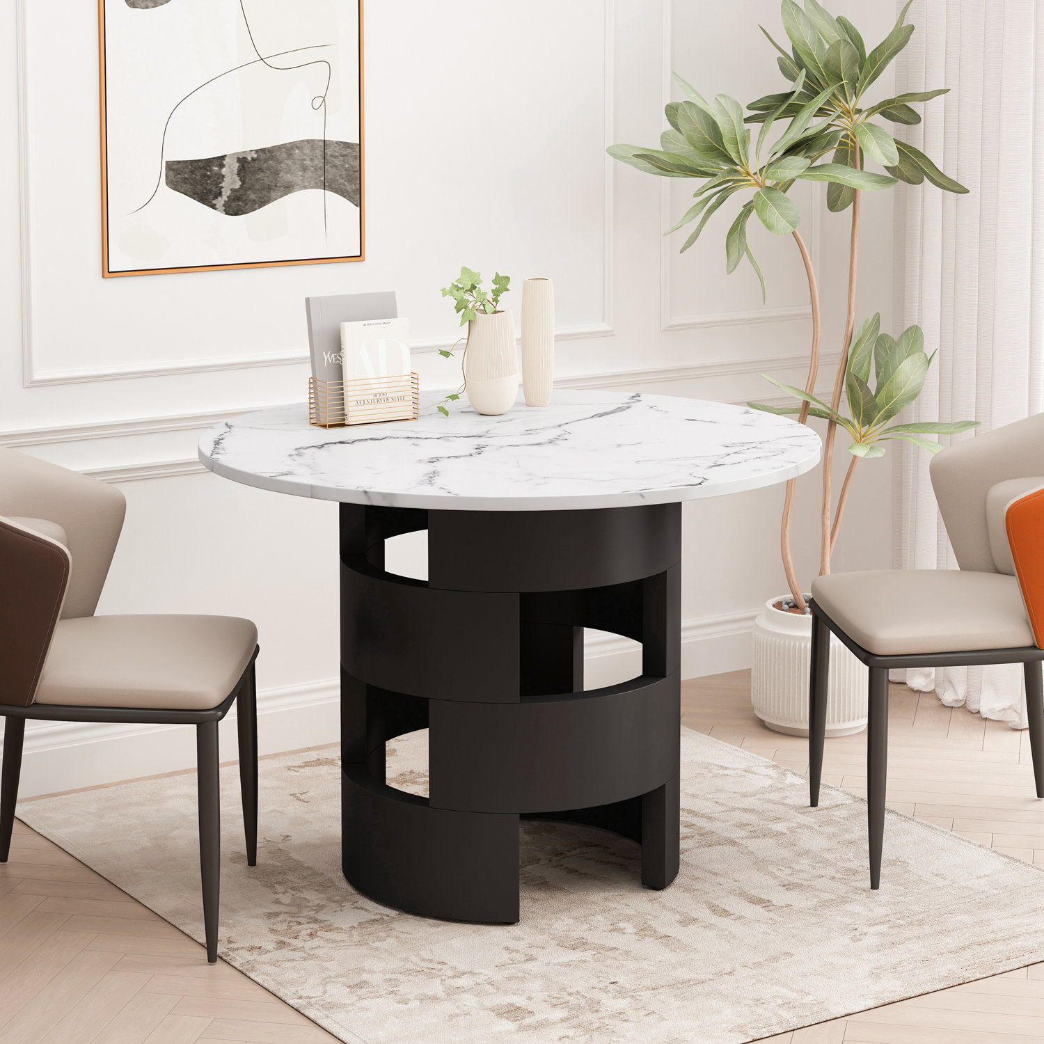 Brayden Studio® Table de salle à manger ronde 42,12 po, table de salle ...