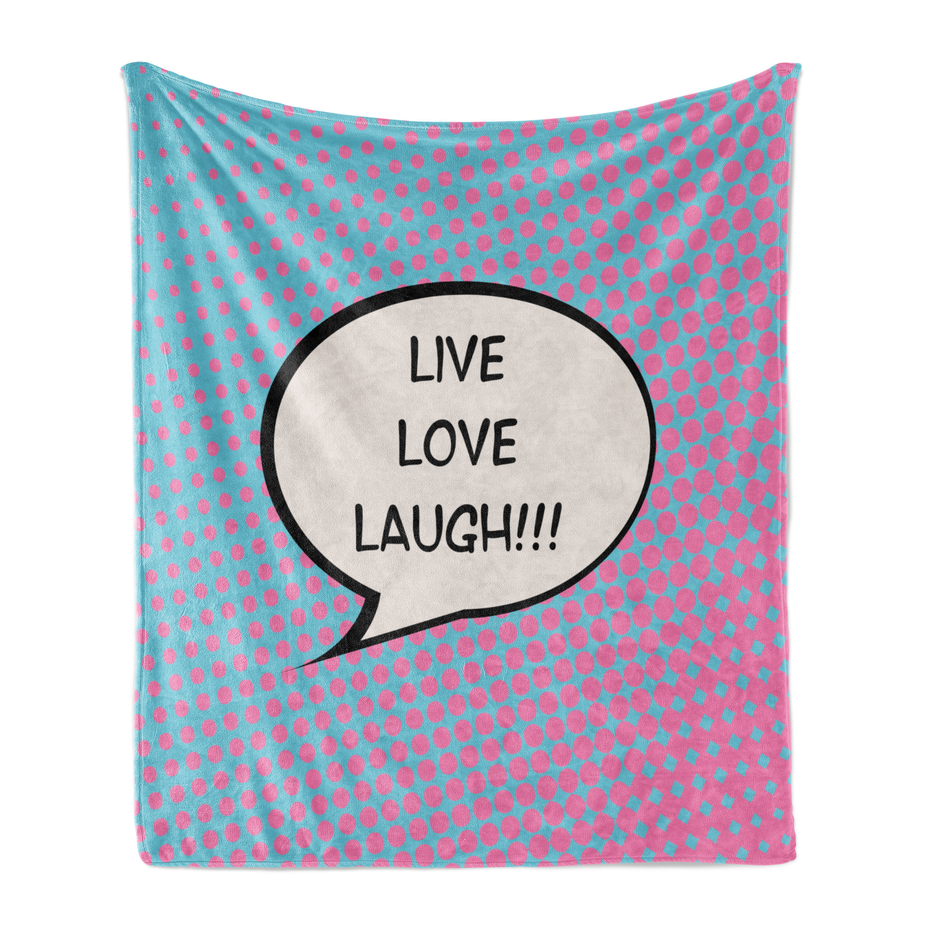 Ambesonne Live Laugh Love Fleece Throw Blanket Pop Art Comic Multicolor ...