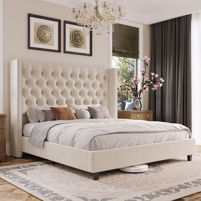 Willa Arlo Interiors Duhon Upholstered Wingback Bed & Reviews | Wayfair