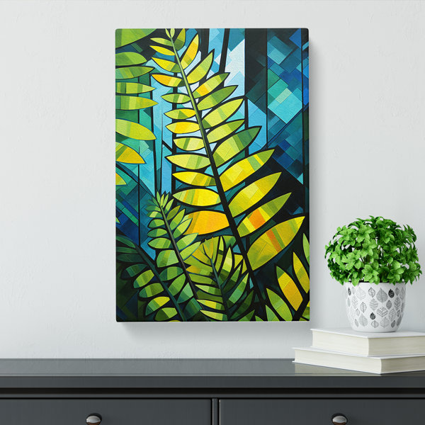 Brambly Cottage Fern Leaf Cubism No.2 - Wrapped Canvas Art Prints ...