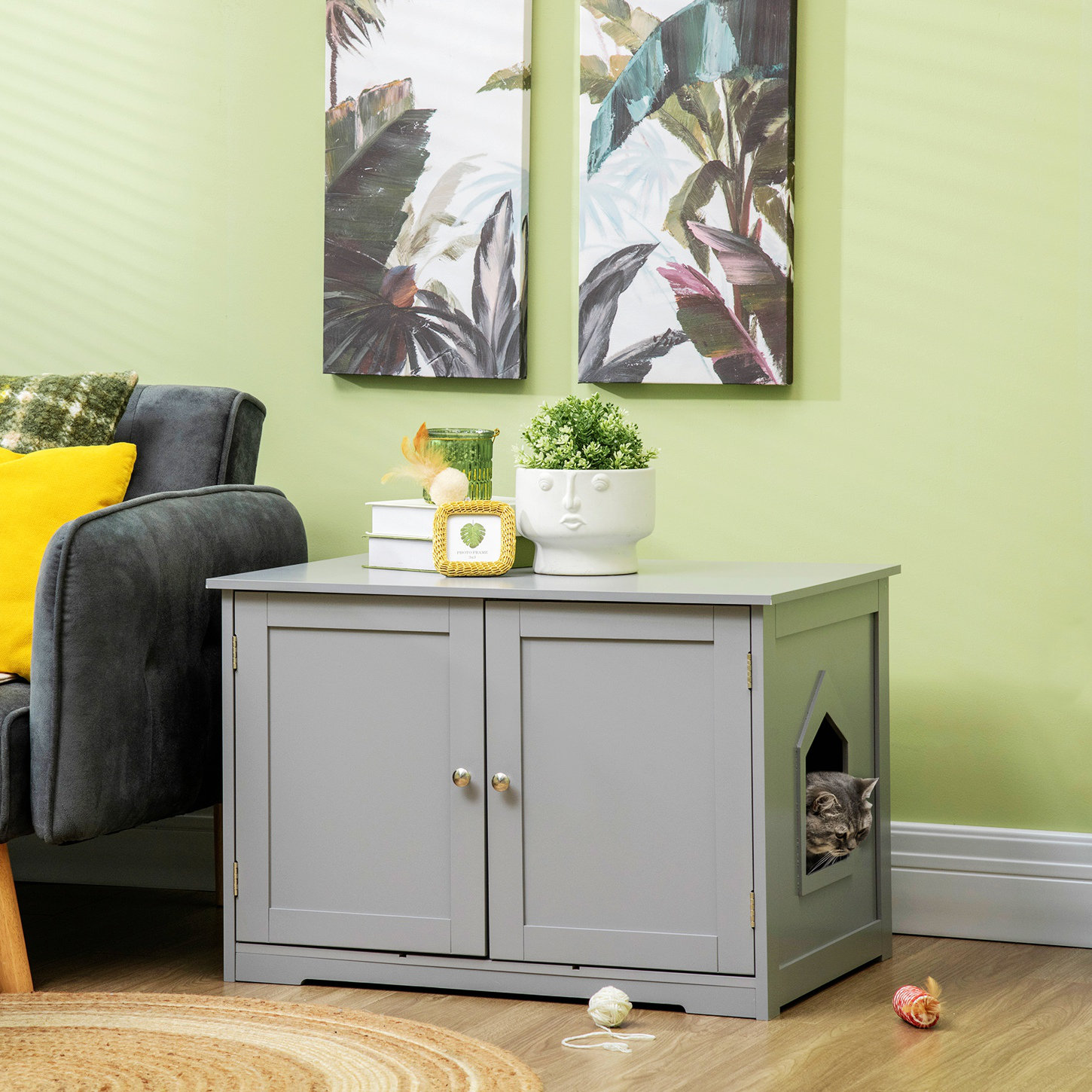 Tucker Murphy Pet™ Modern Cat Litter Box Enclosure With Adjustable ...