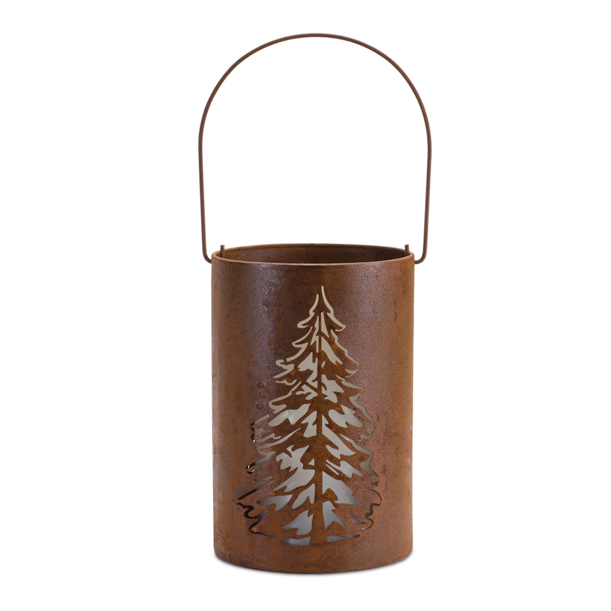 The Holiday Aisle® Pine Tree Cut-Out Metal Lantern 9.5"H | Wayfair
