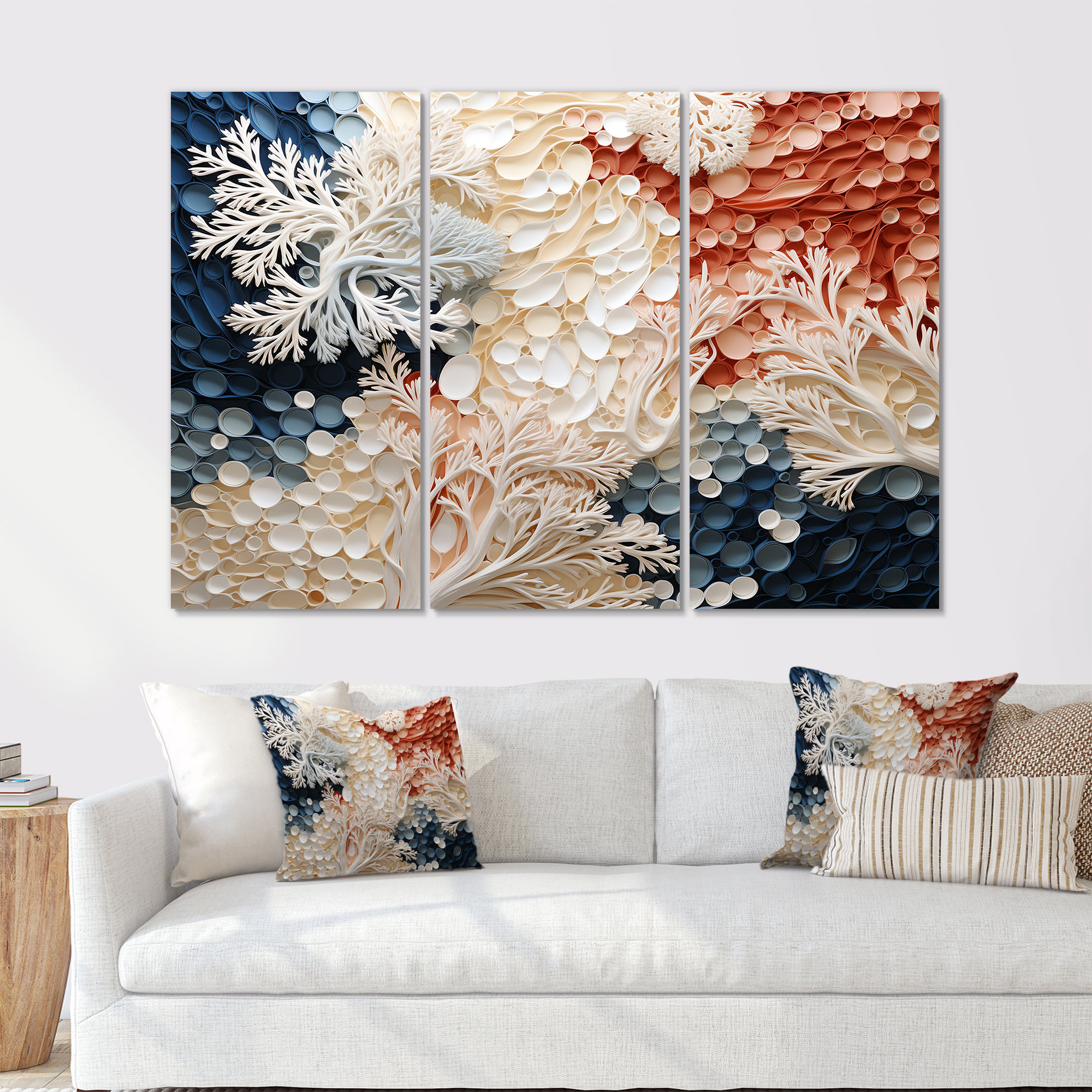 Beachcrest Home Pink And White Coastal Coral Collage II - Coastal Coral ...