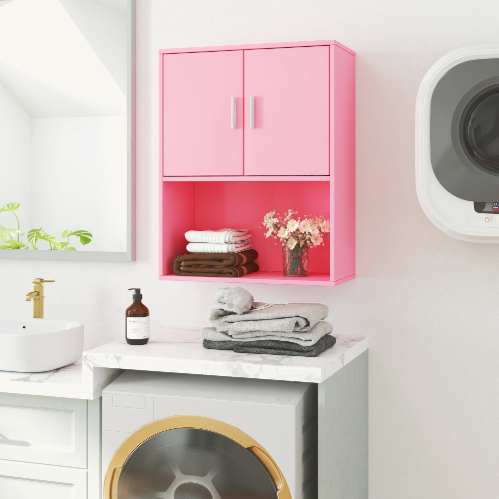 Ebern Designs Wall Mounted Barber Shampoo Station Storage Cabinet Salon ...