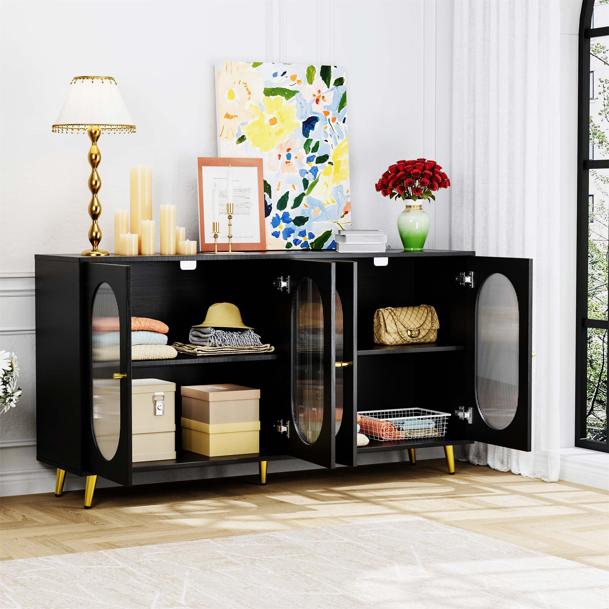 George Oliver Modern Accent Sideboard Cabinet With Acrylic Doors ...