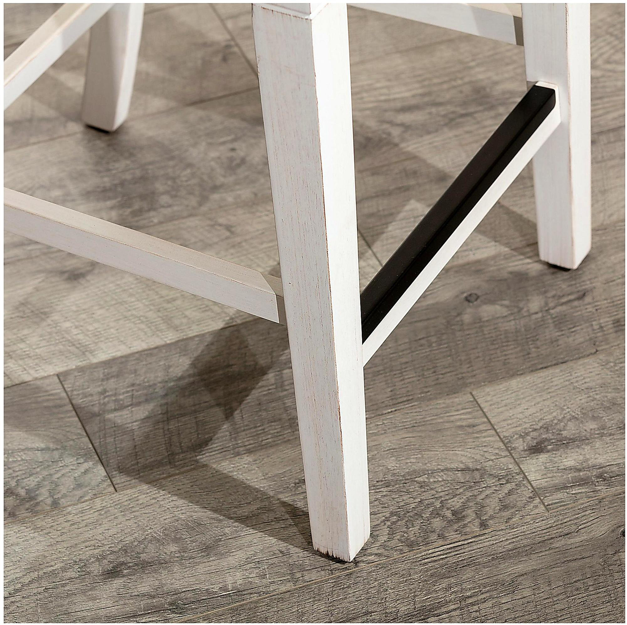 One Allium Way® 24-inch Retro White Fabric Bar Stool, Black Leather ...