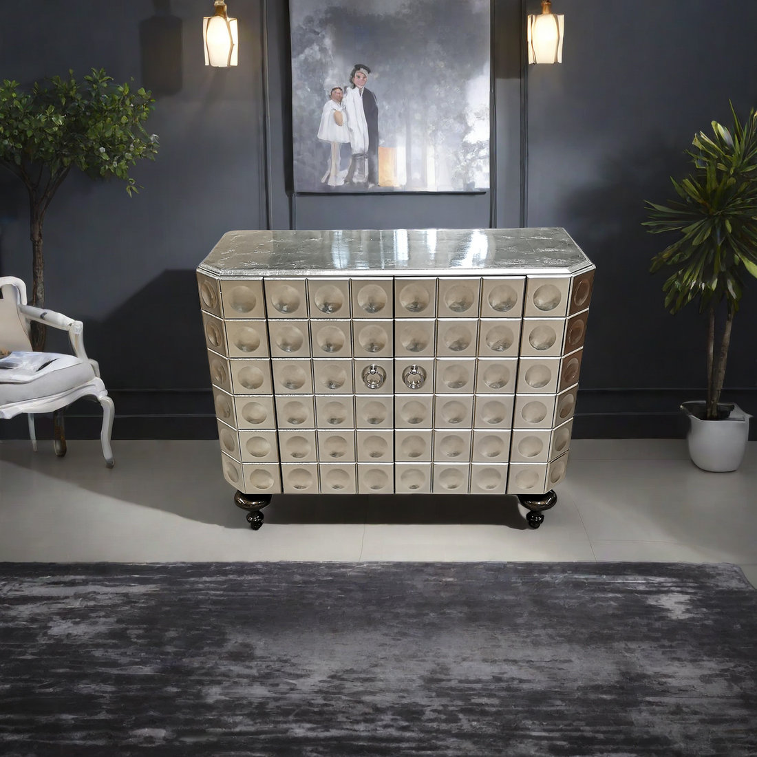 DineElegance.r Light luxury silver foil process accent cabinet. | Wayfair