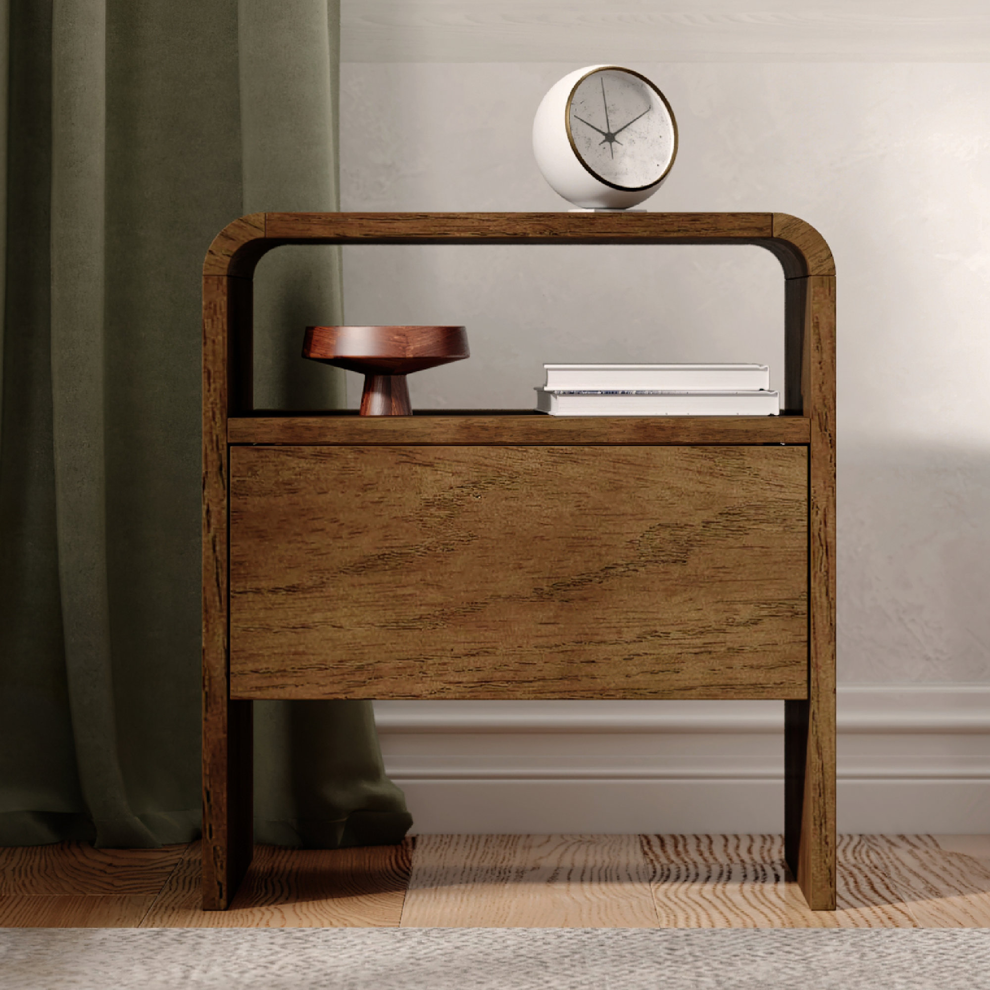 Ebern Designs Beacon Solid Wood 1-Drawer Nightstand, Fully Assembled ...
