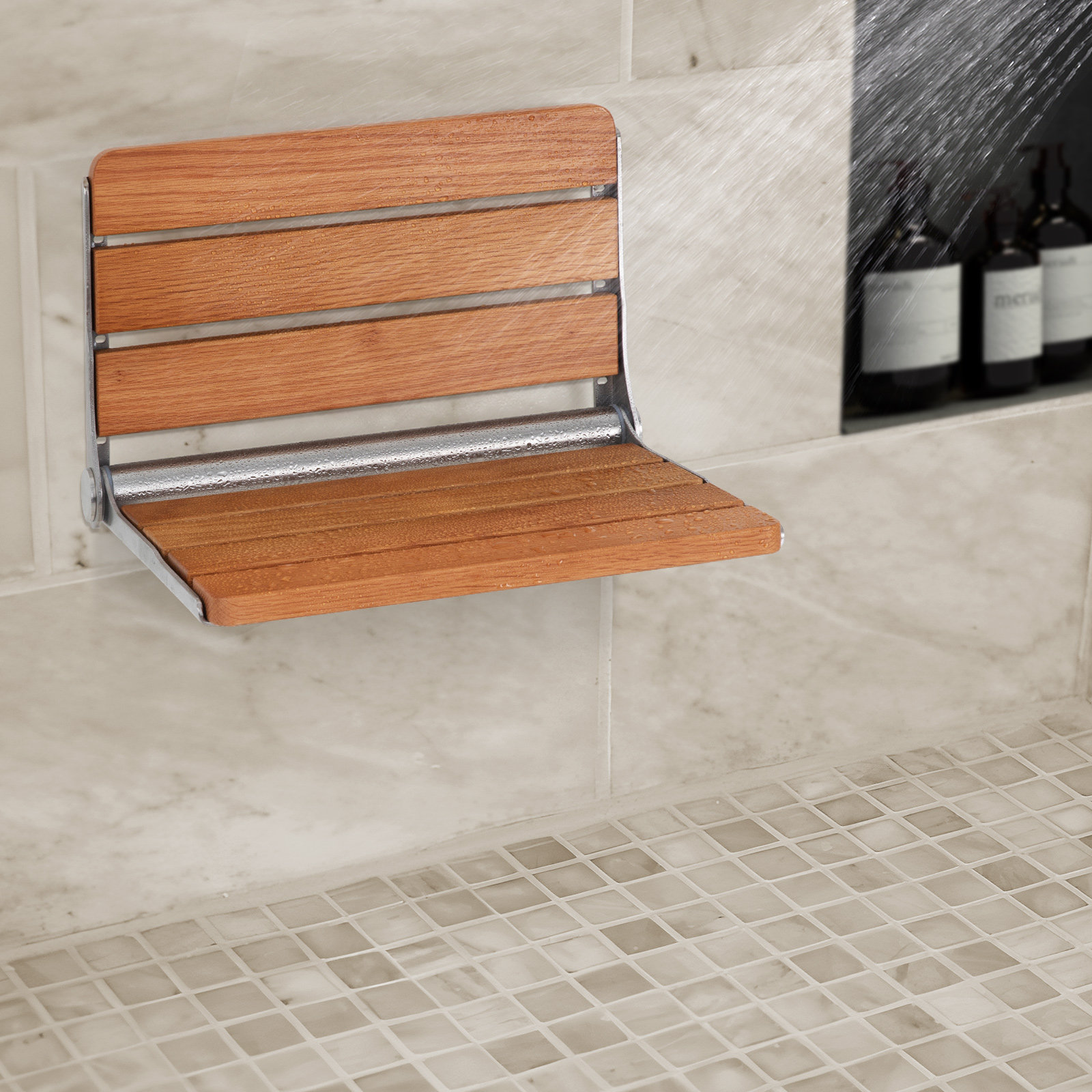 Rebrilliant Pietrzyk 6.1'' W Solid Wood Shower Bench | Wayfair