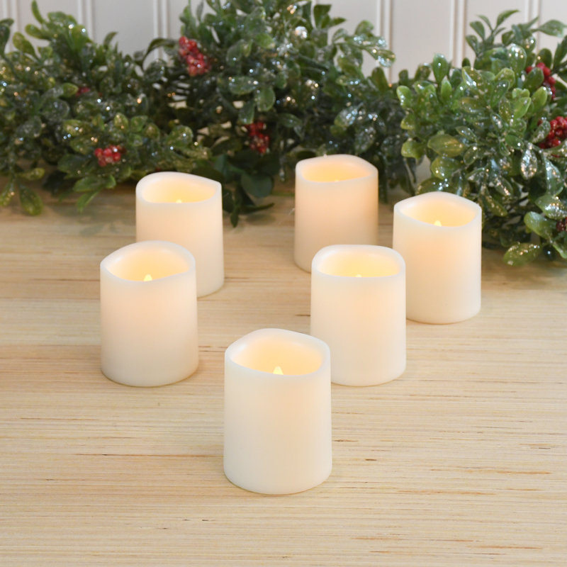 Charlton Home® Battery Operated Mini Unscented Pillar Candle - 6 Count ...