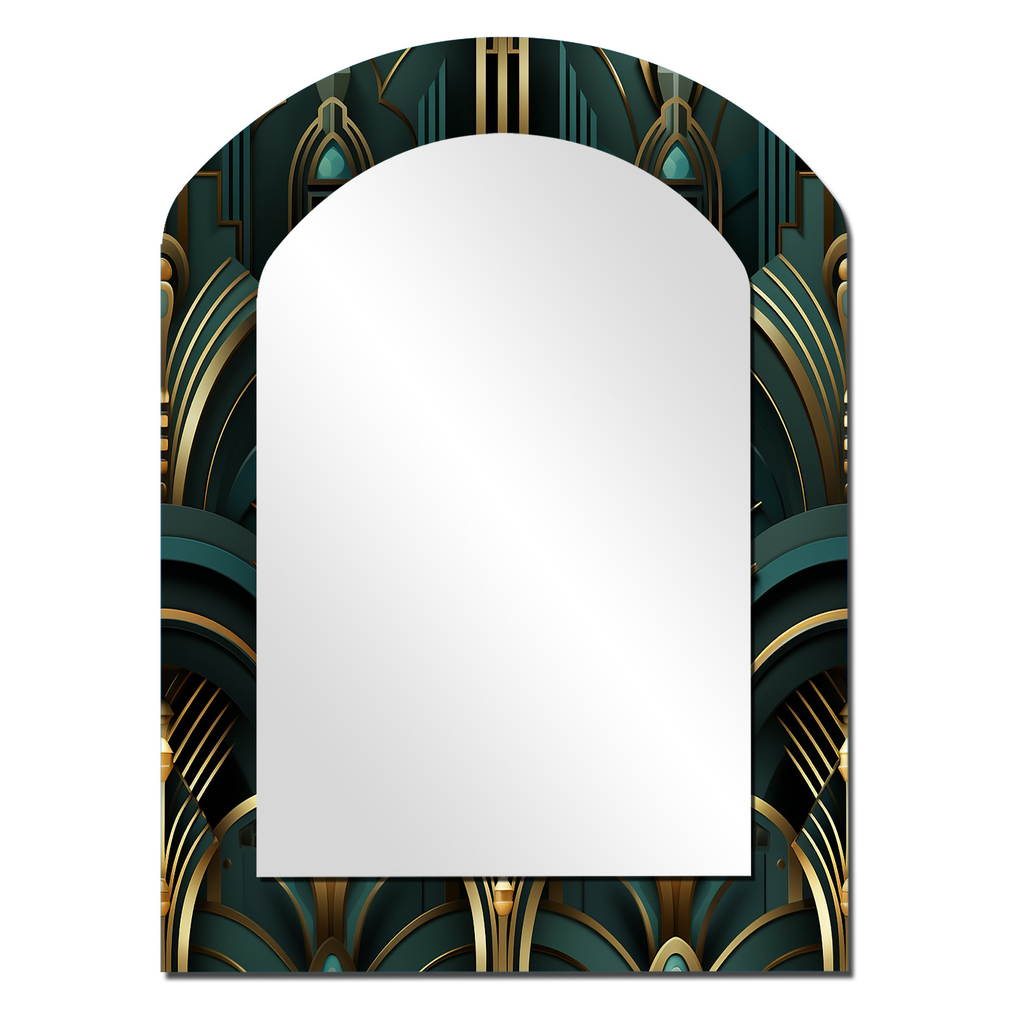 East Urban Home Gold And Green Art Deco Opulence - Damask Asymmetrical ...