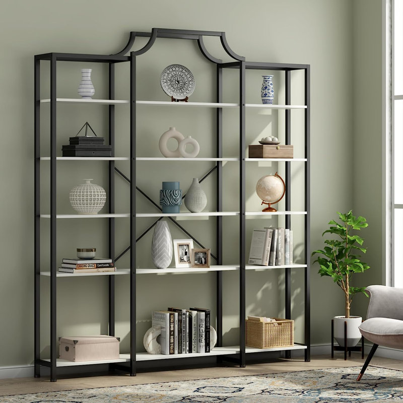 Everly Quinn Kaeb Triple Wide 5-Tier Bookshelf, 70.87" L x 79.13" H ...