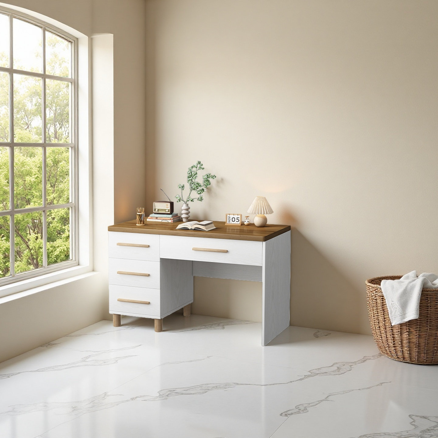 Latitude Run® Modern white minimalist desk - Wayfair Canada
