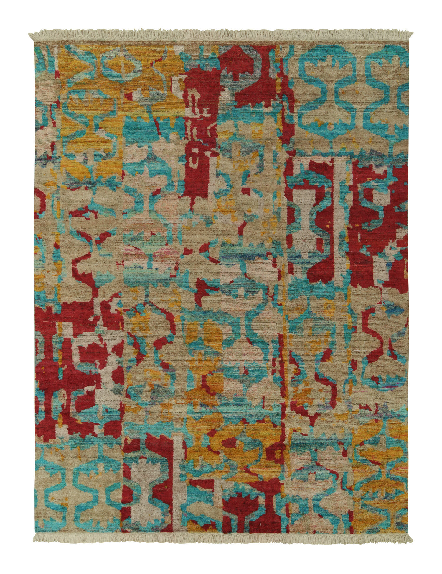 Rug & Kilim’S Modern Rug In Blue, Red And Gold Abstract Patterns ...