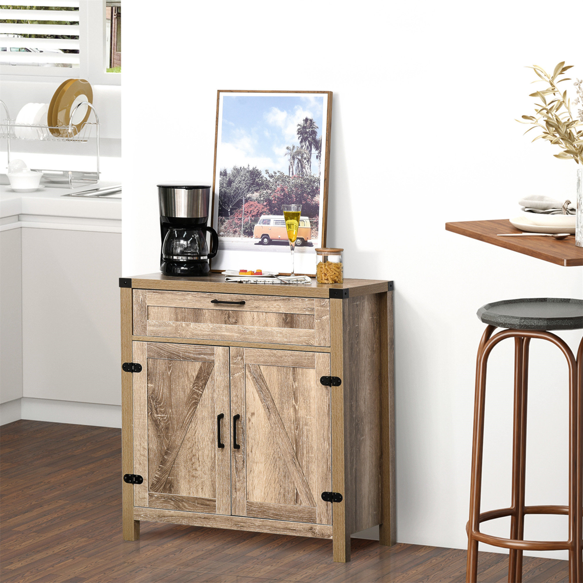 Gracie Oaks Farmhouse Sideboard Buffet Cabinet, Wooden Accent Cabinet ...