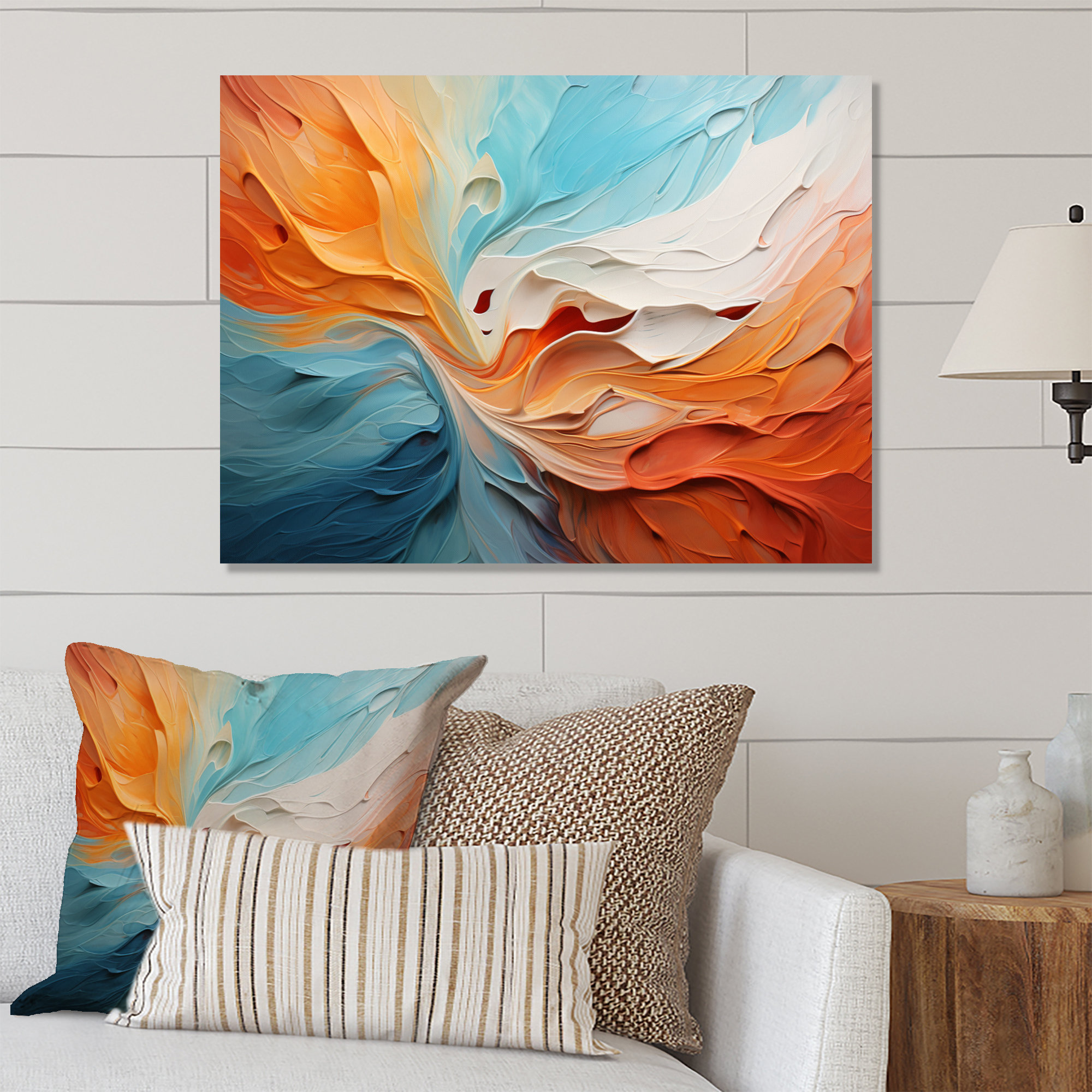 Latitude Run® Teal Orange Bold Abstract Flow Collage I - Abstract ...