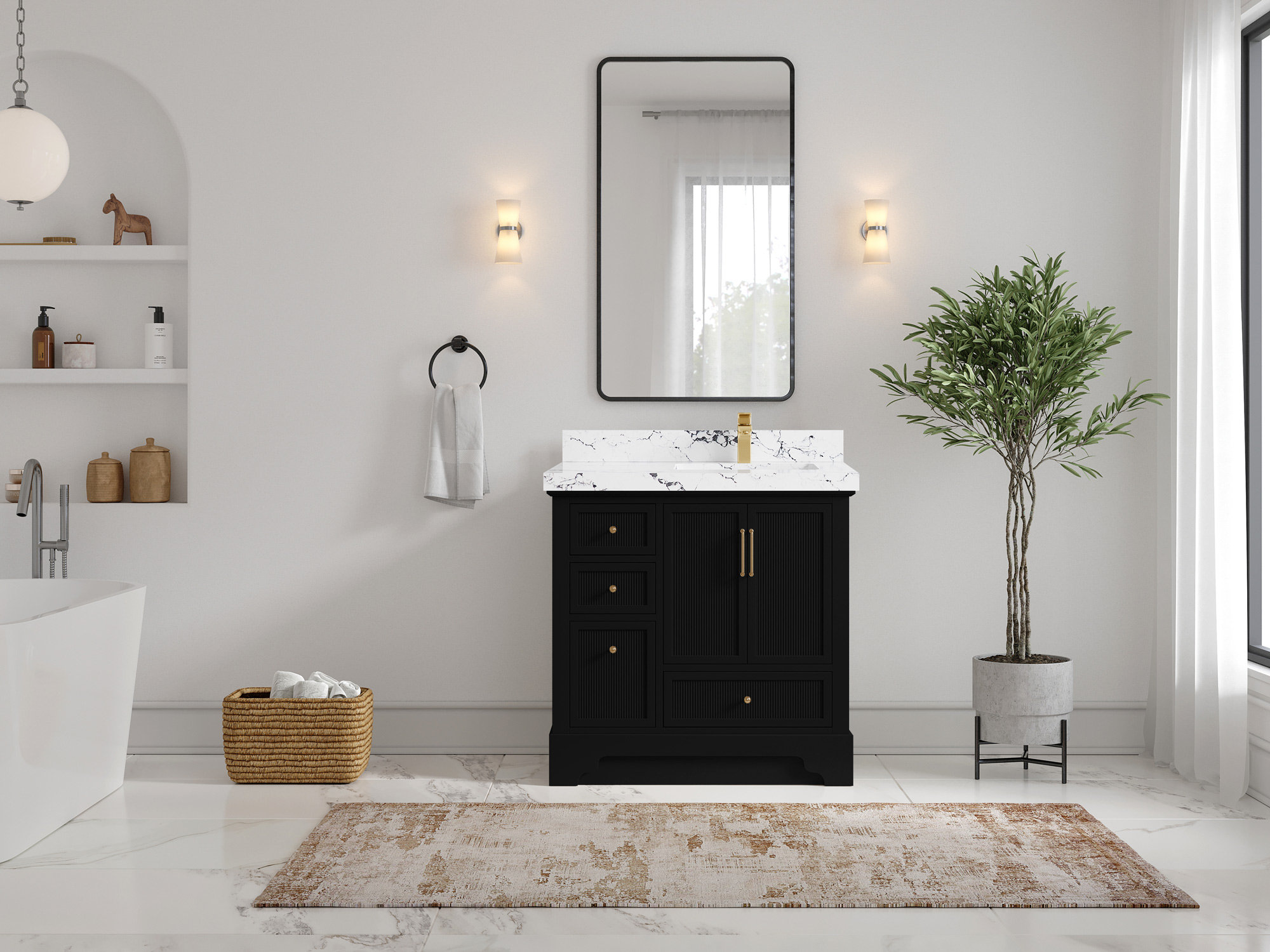 Willow Collections 36 In. W X 22 In. D Alys Right Offset Sink Bathroom ...