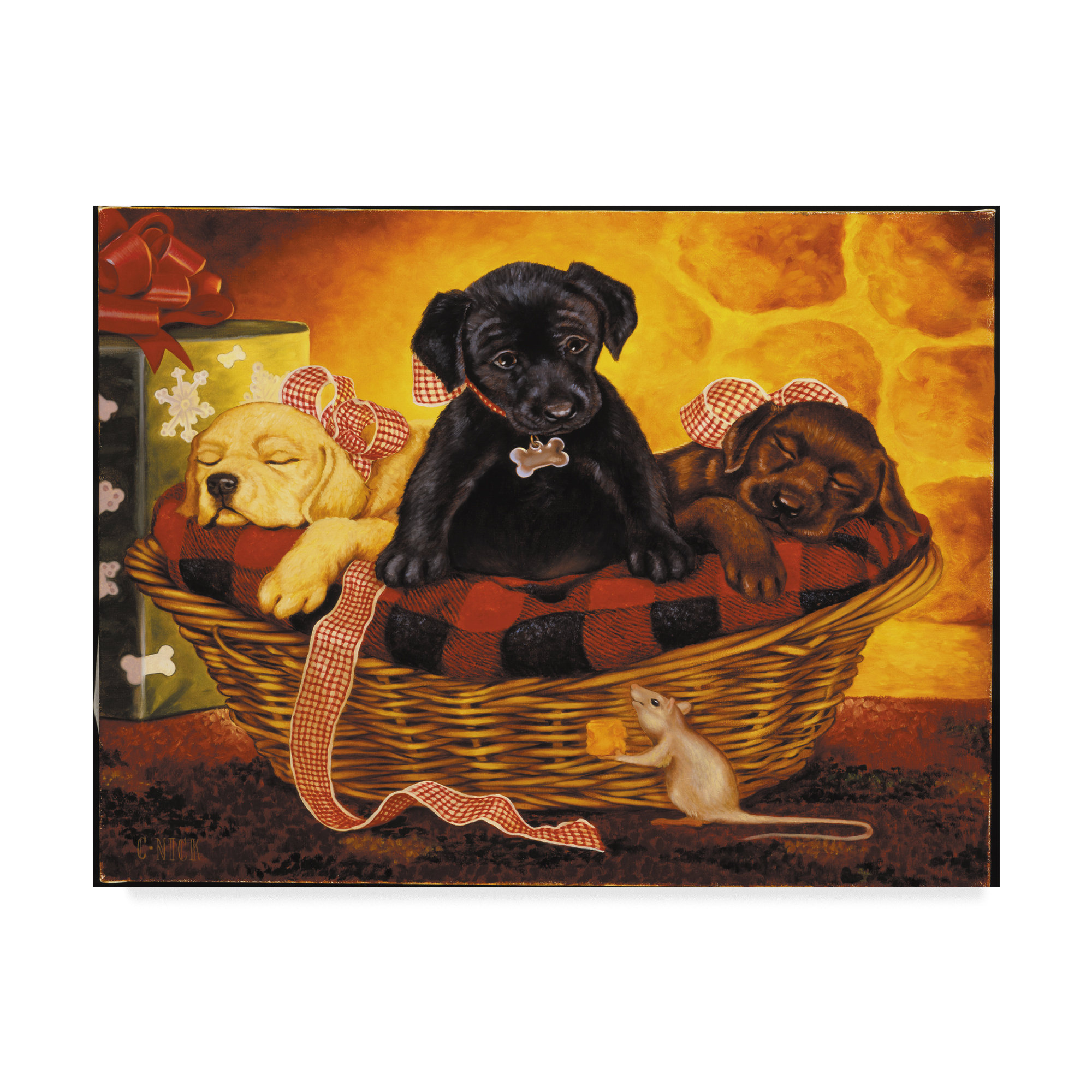 The Holiday Aisle® Lab Basket by Christopher Nick - Print on Canvas ...
