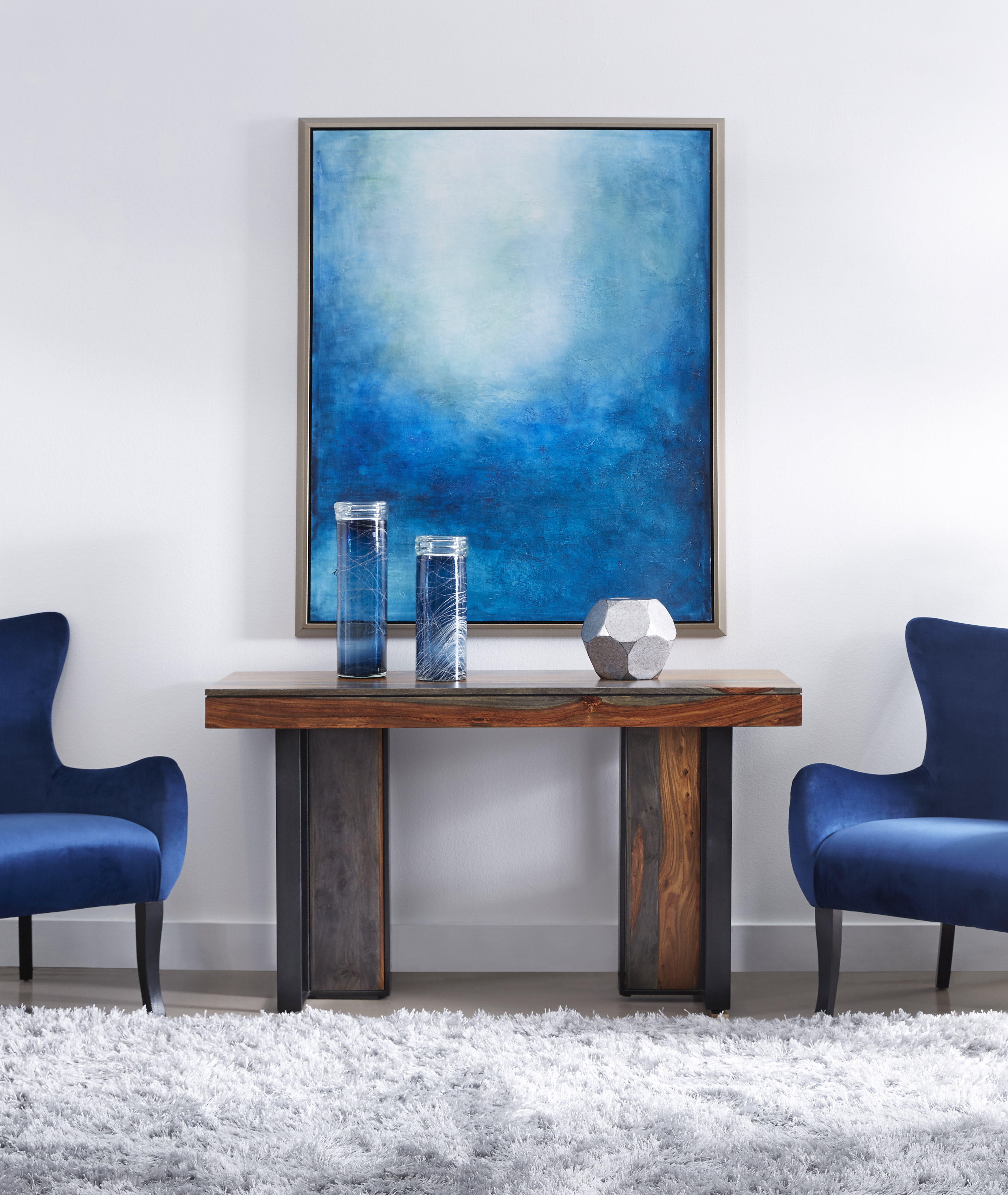 17 Stories Cole And Grey Sheesham Wood Geometric Brown Living Room ...