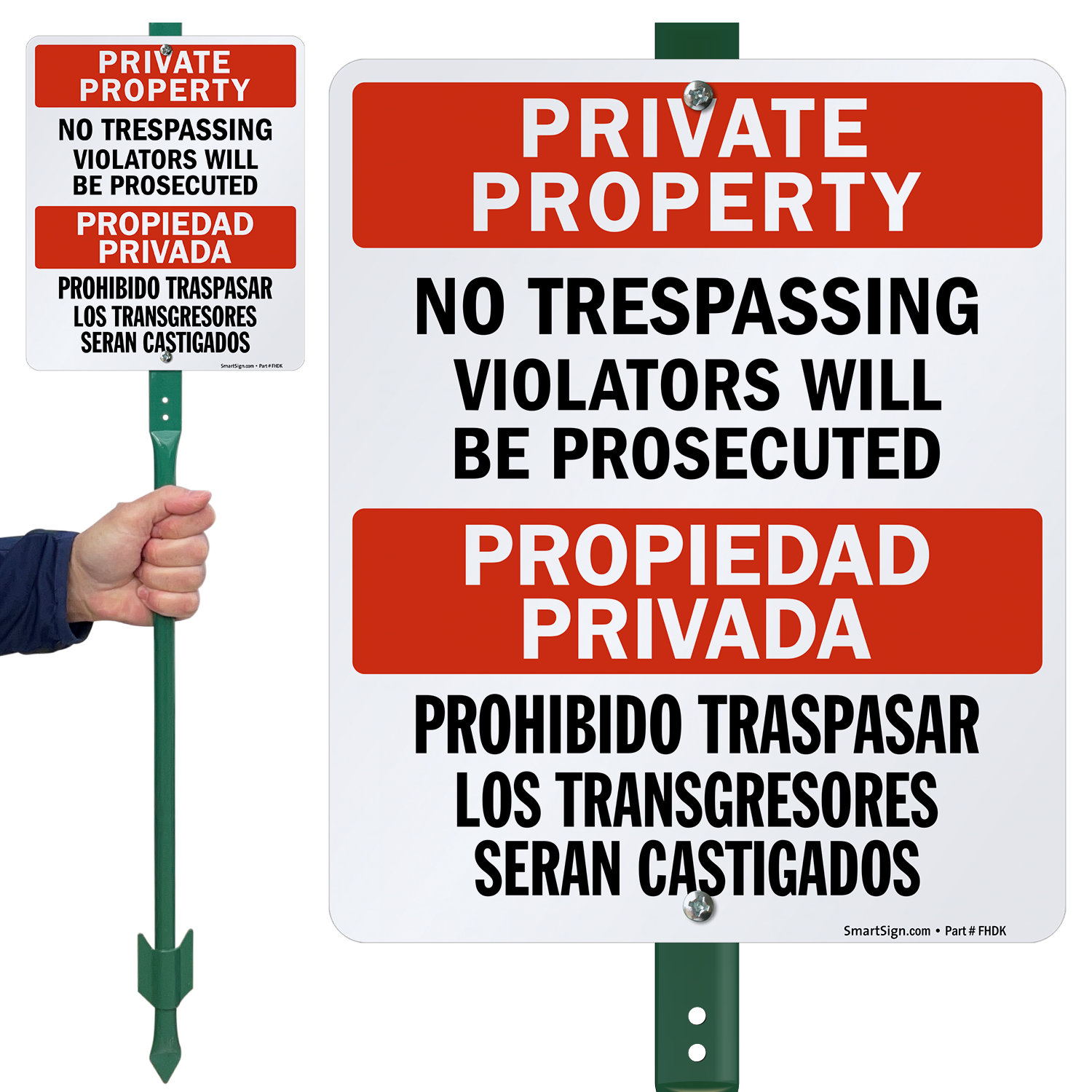 SmartSign No Trespassing Violators Will Be Prosecuted / Propiedad ...