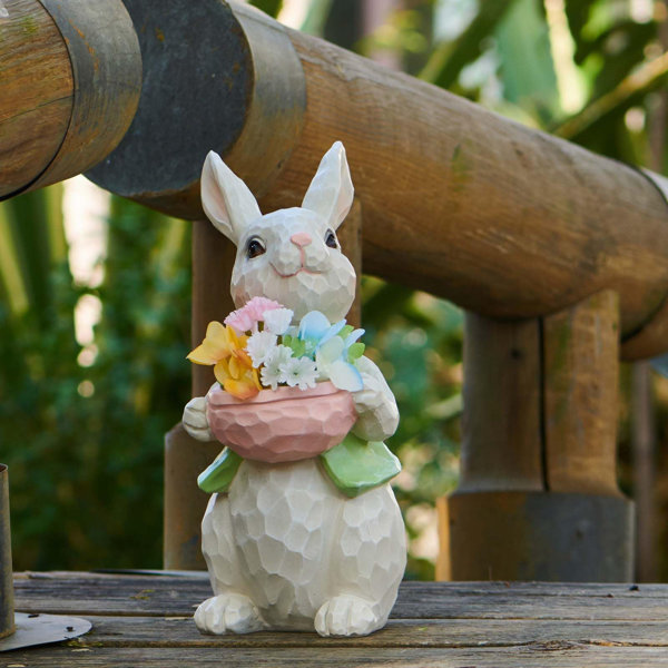 Trinx Solar Rabbit Garden Decoration - Rabbit Garden Statue With ...