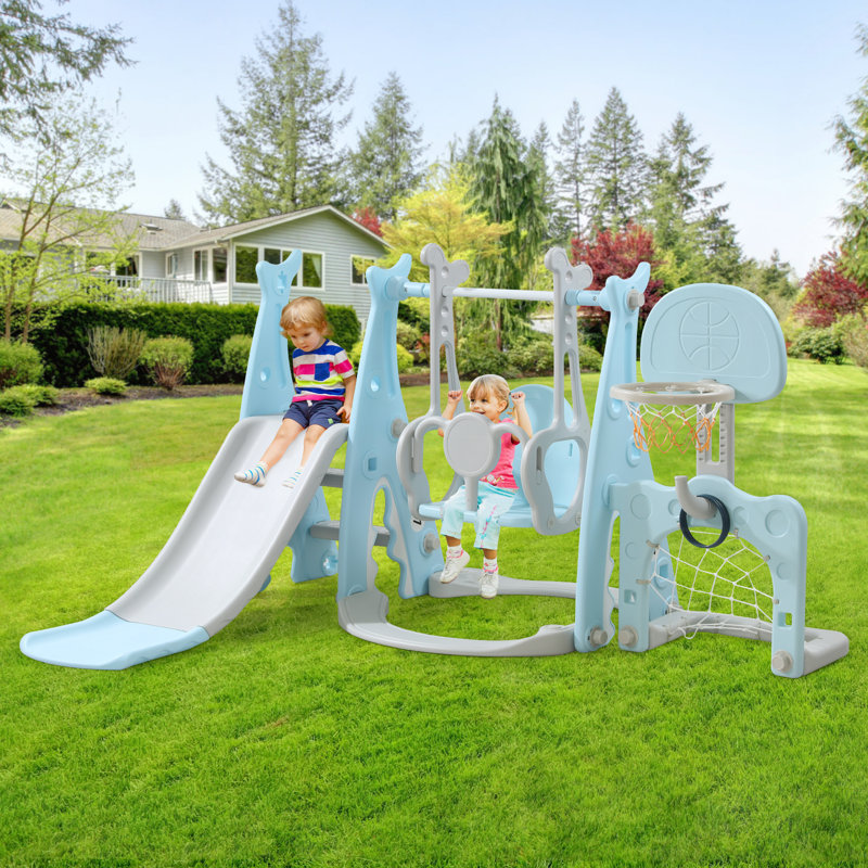 Feanch 69.3'' W Indoor and Outdoor Plastic Freestanding Slide & Reviews ...