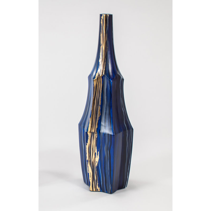 Artmax Dark Blue/Gold 28" Resin Floor Vase | Wayfair