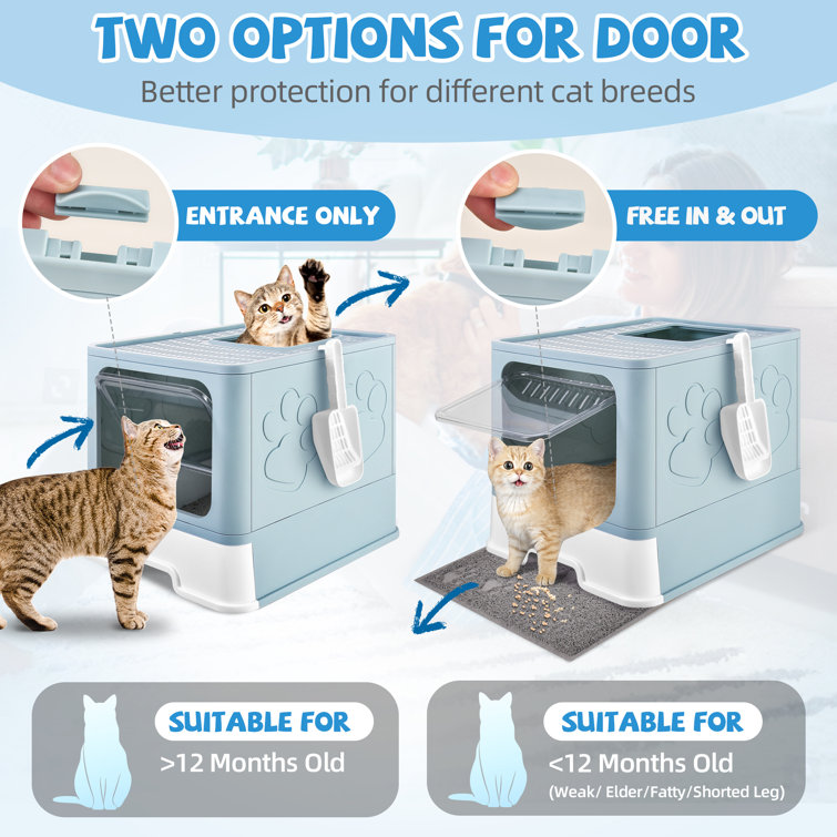ARC Extra Large Cat Litter Box With Mat, Plastic Standard Enclosed ...