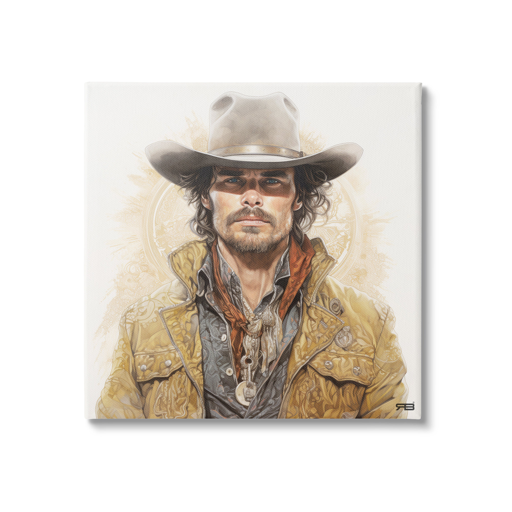 Winston Porter Cowboy with Boho Pattern Canvas Wall Art by RB - Wayfair ...