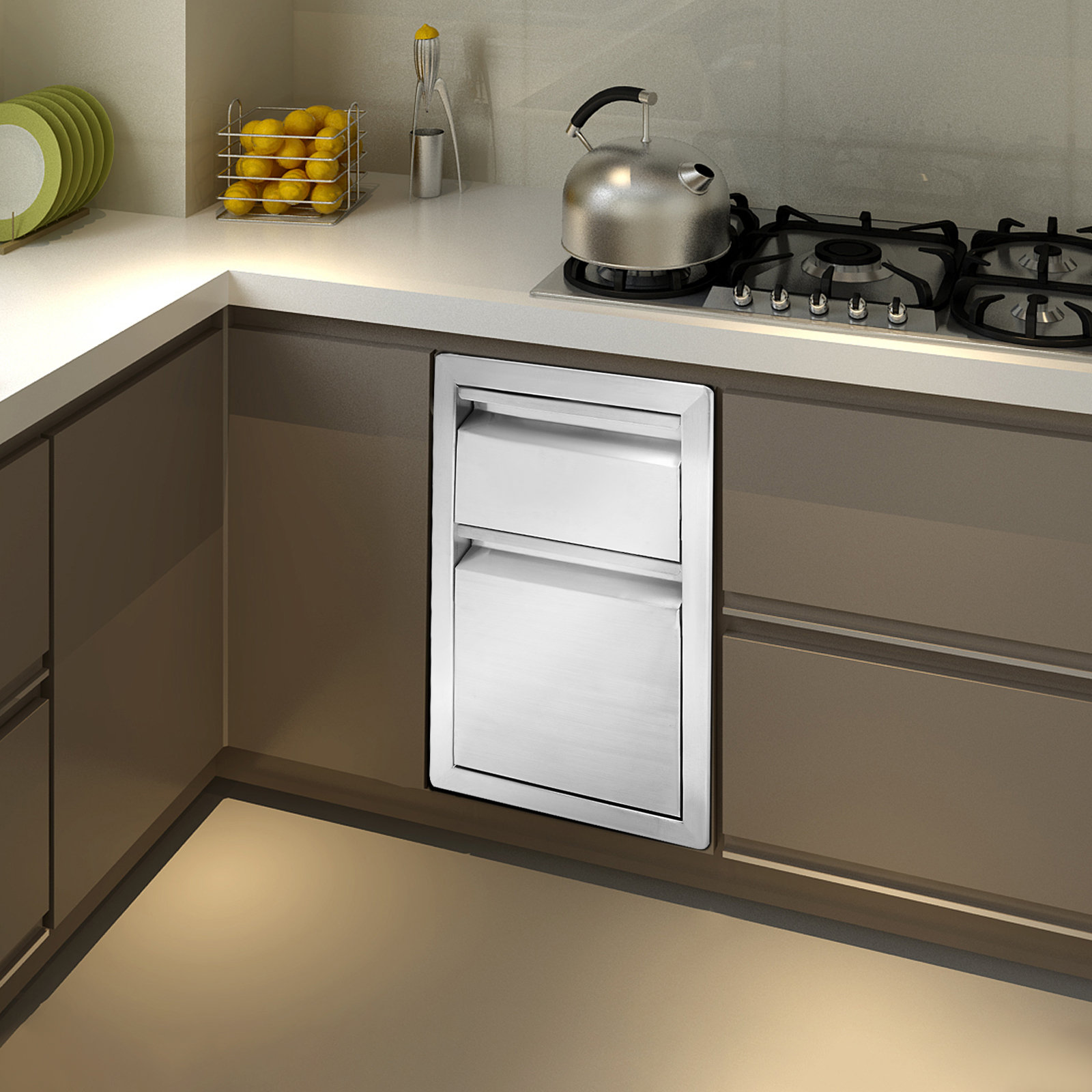 Prep & Savour Dionise 13x20.5x21" Pull-out Kitchen Drawers Stainless ...