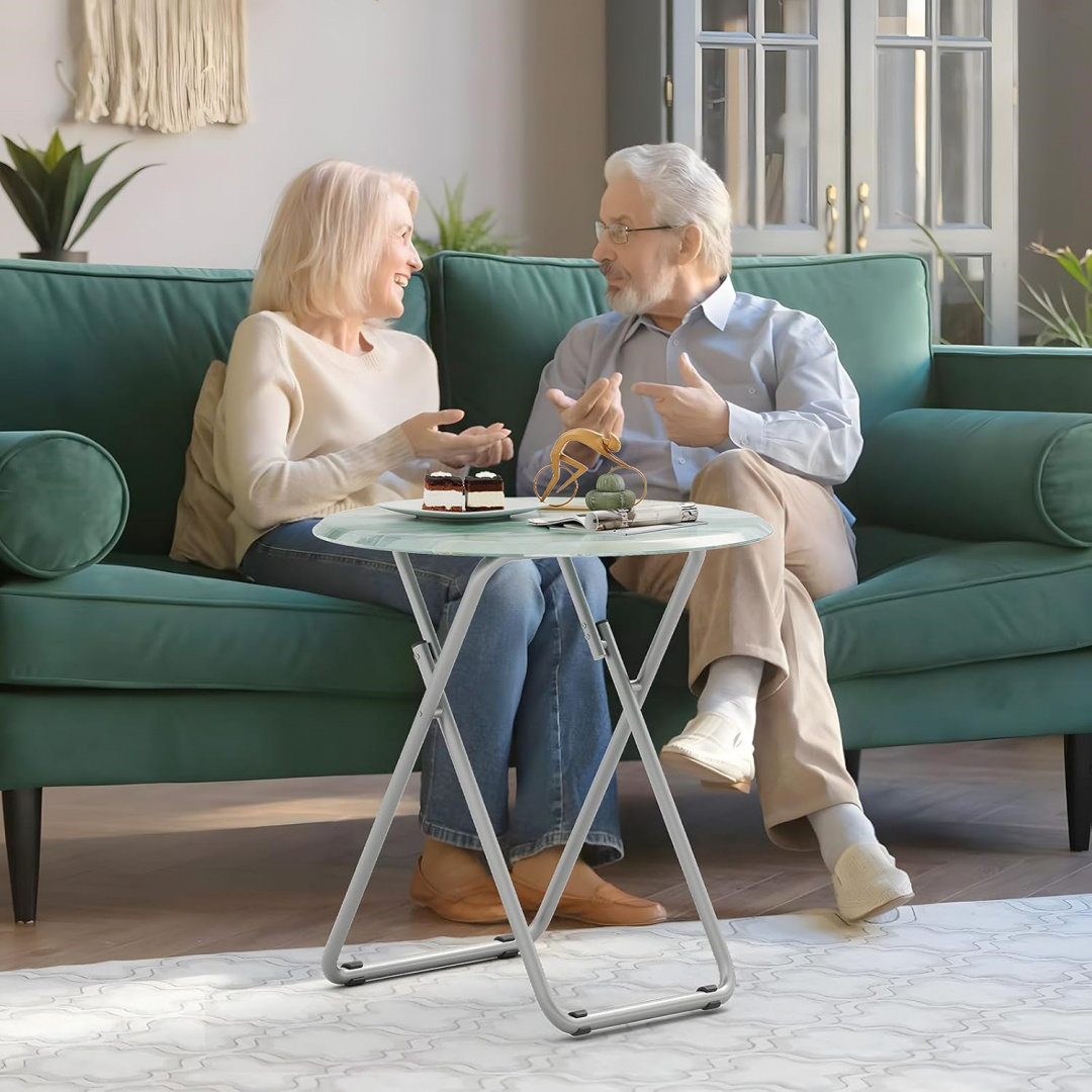 Wrought Studio™ TV Tray Round Table, Small Foldable Table, Portable ...