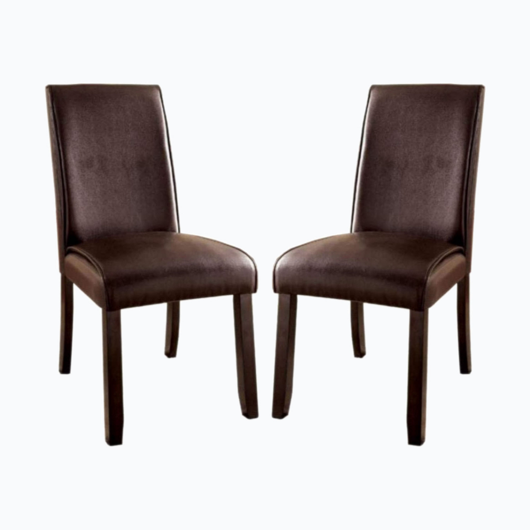 Wenty Set Of 2 Leatherette Padded Side Chairs In Dark Walnut Finish ...