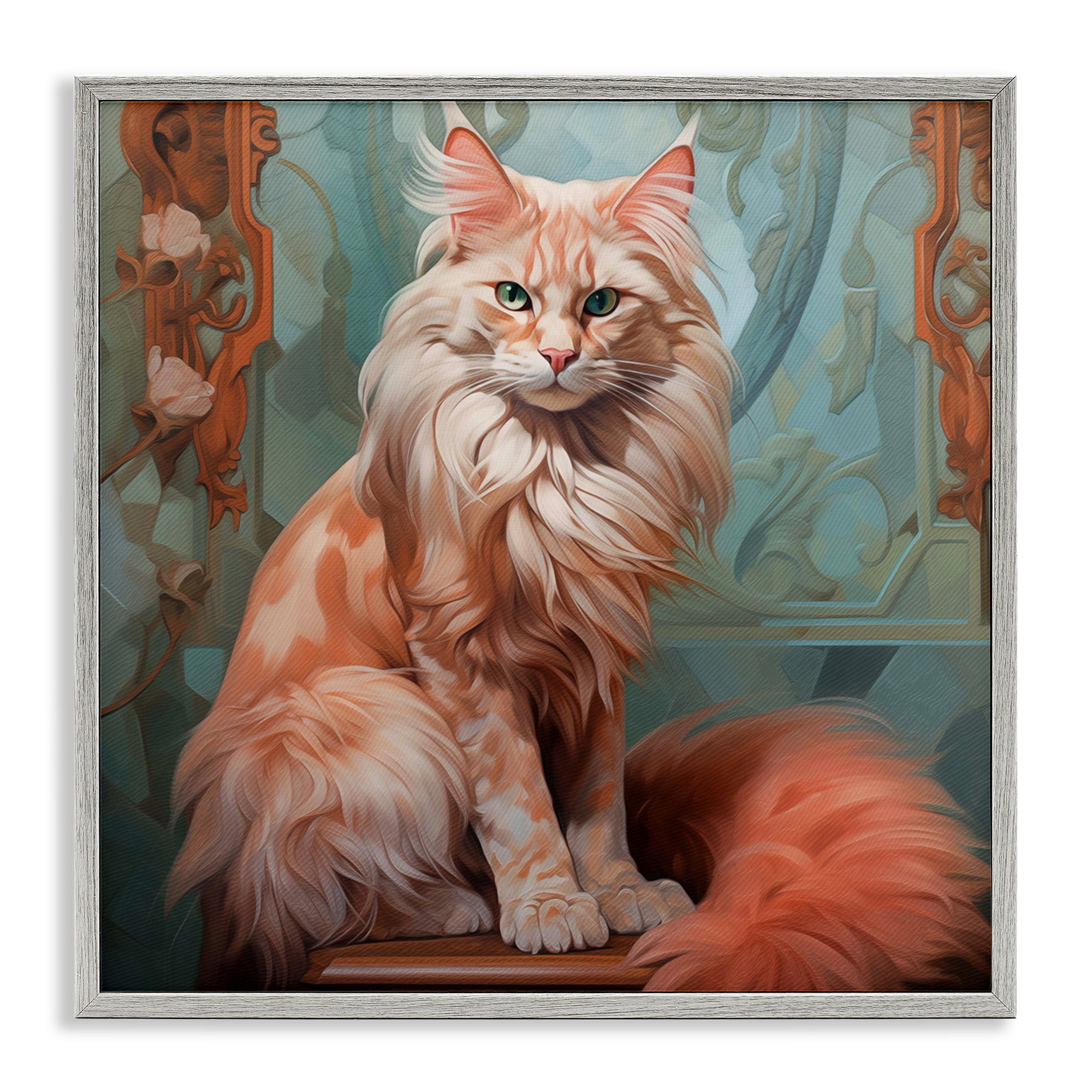 Fleur De Lis Living Cat Nouveau Portrait Framed Giclee Art by Steve ...