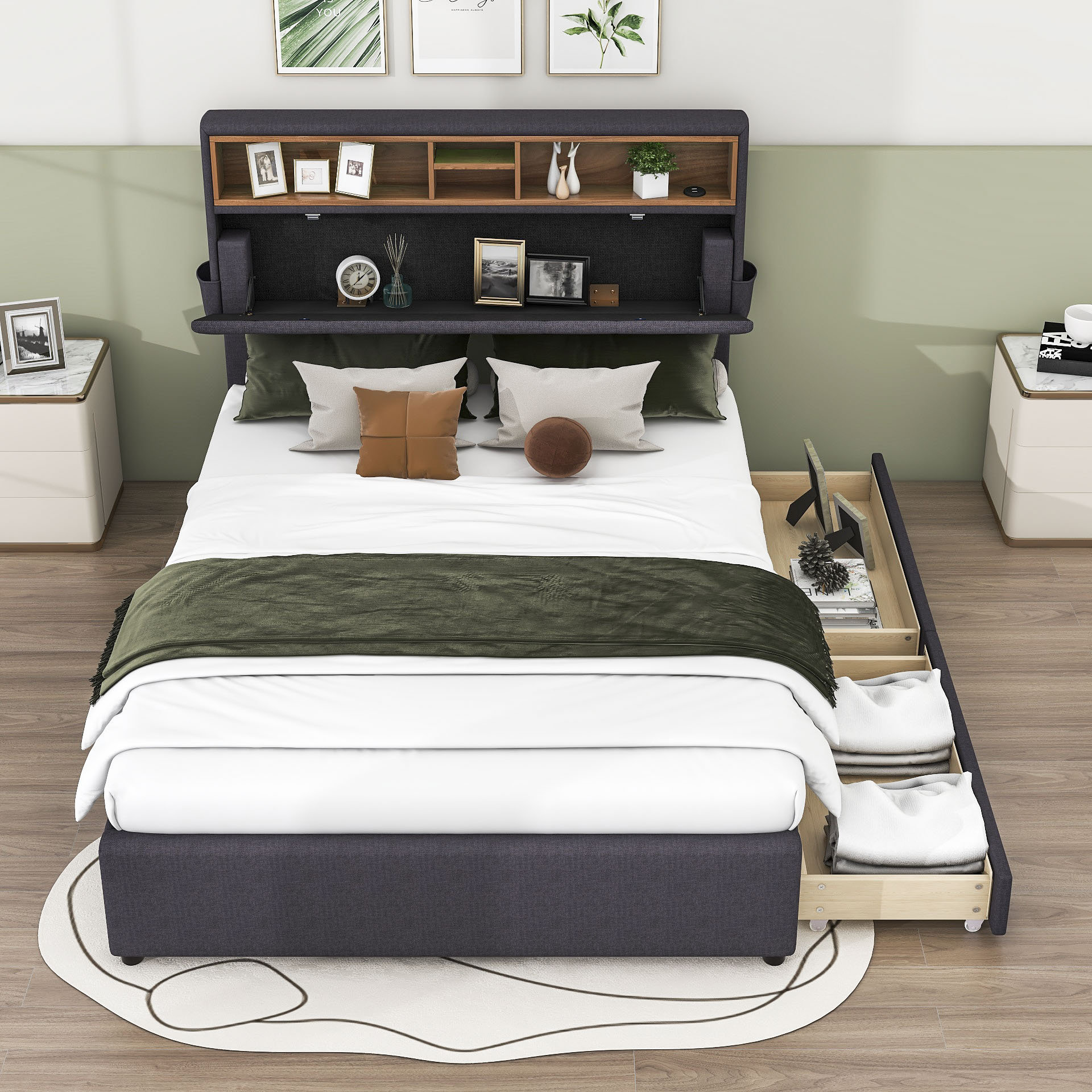 Ivy Bronx Haygashen Full Size Upholstered Platform Bed with Headboard ...