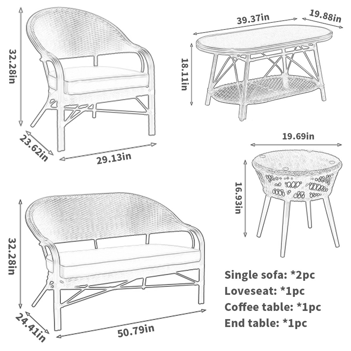 Bayou Breeze Cafaro 4 - Person Outdoor Seating Group with Cushions ...