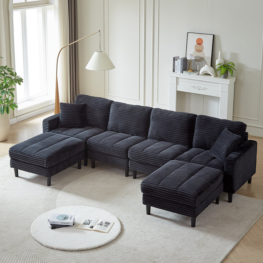 Latitude Run® Oversized U-Shaped Modular Sofa Corduroy Fabric Sofa with ...