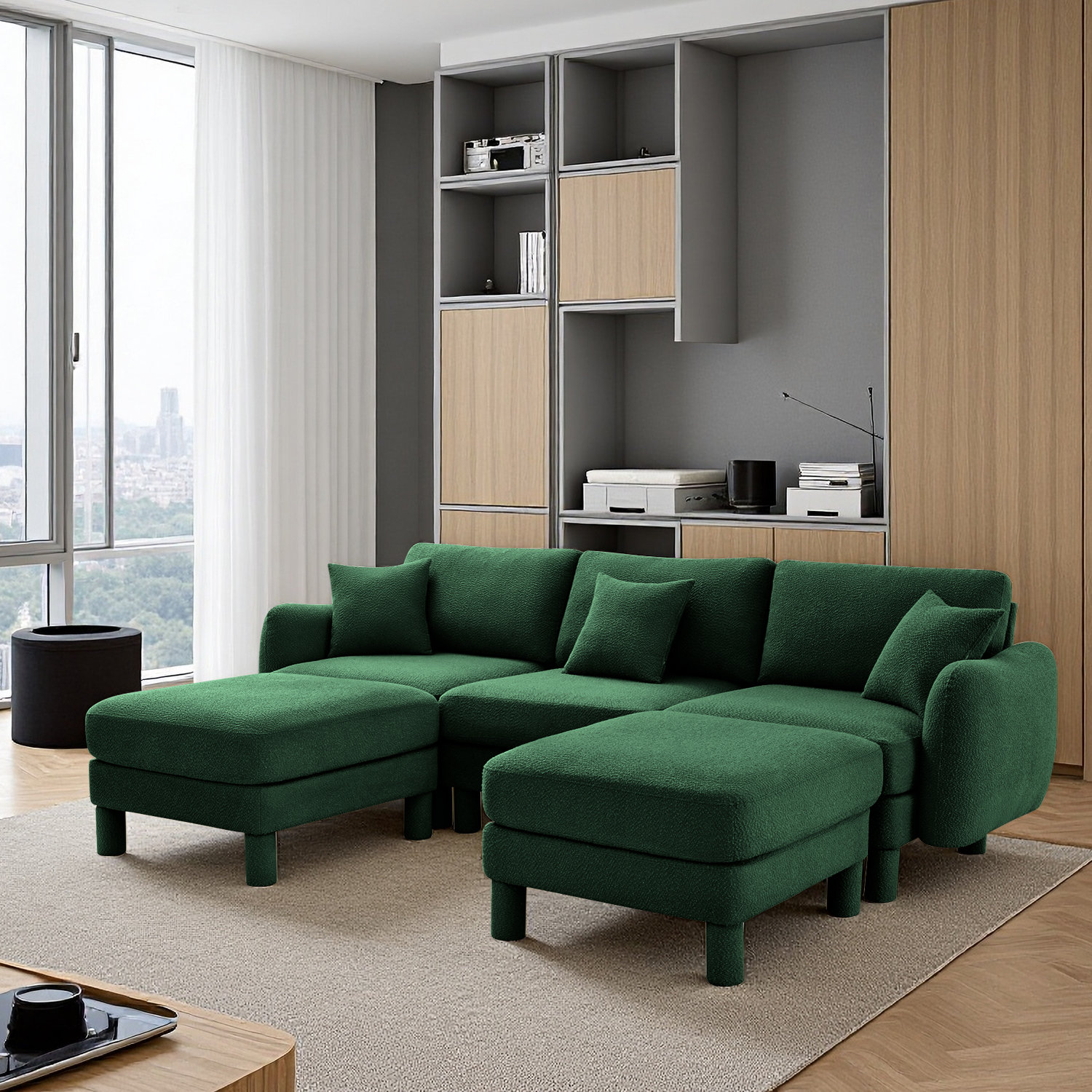 Healthomse Boucle Fabric Convertible U Shape Sectional Sofa Couch With ...
