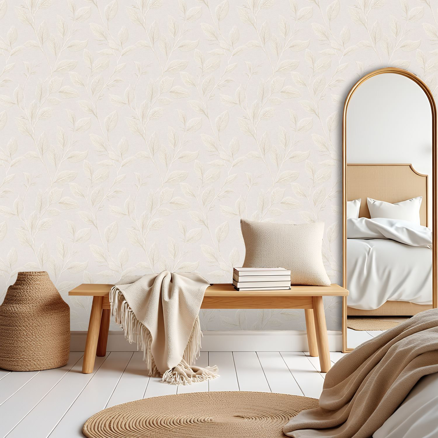 Latitude Run® Renter Friendly Peel and Stick Wall Mural Elegant Leaf ...