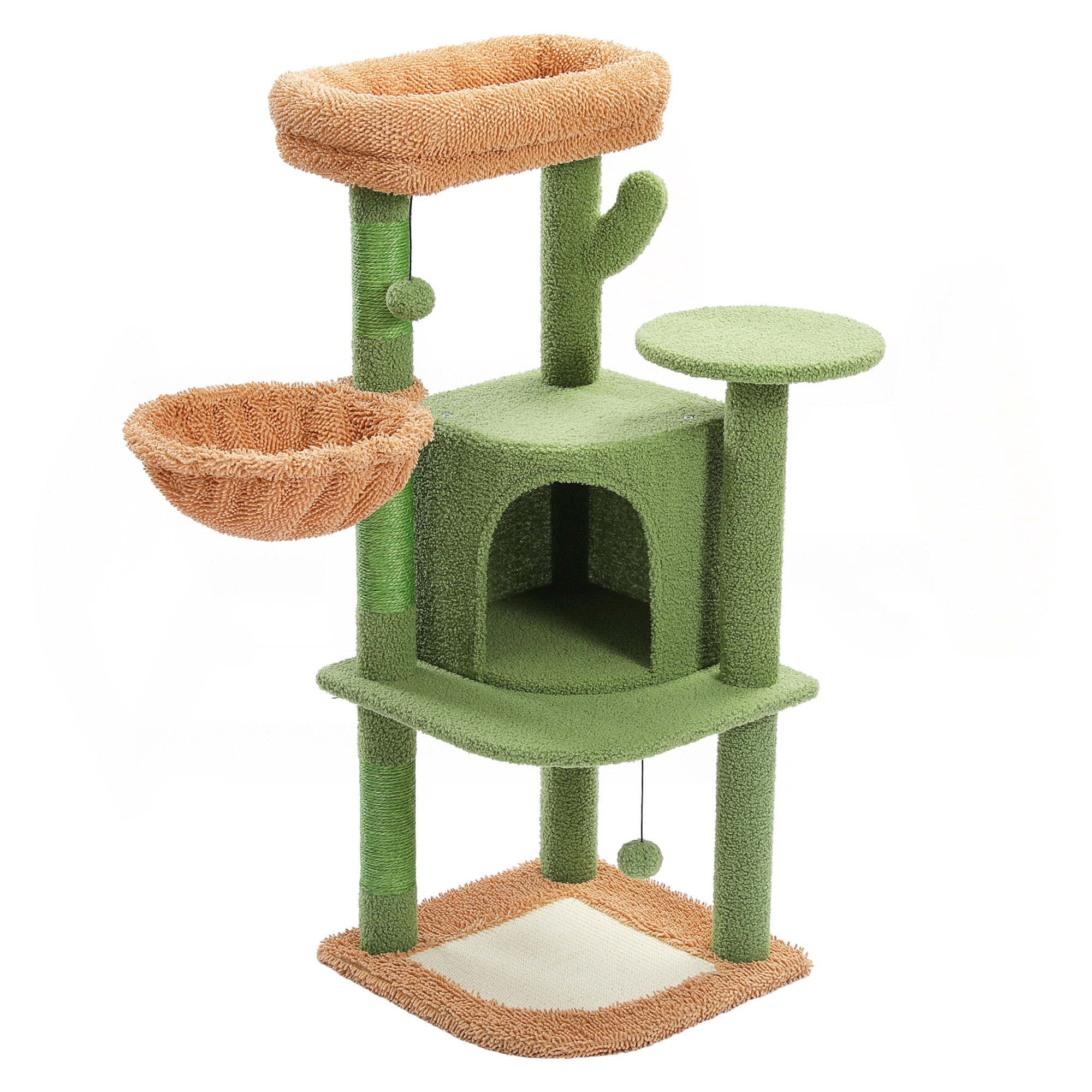 Latitude Run® Cactus 42-Inch With Plush Perch & Hammock Cat Tree | Wayfair