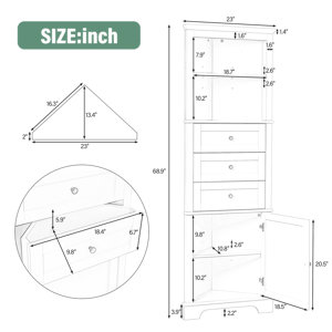 Wildon Home® Dontevious Corner Linen Cabinet Bathroom Storage Cabinet ...