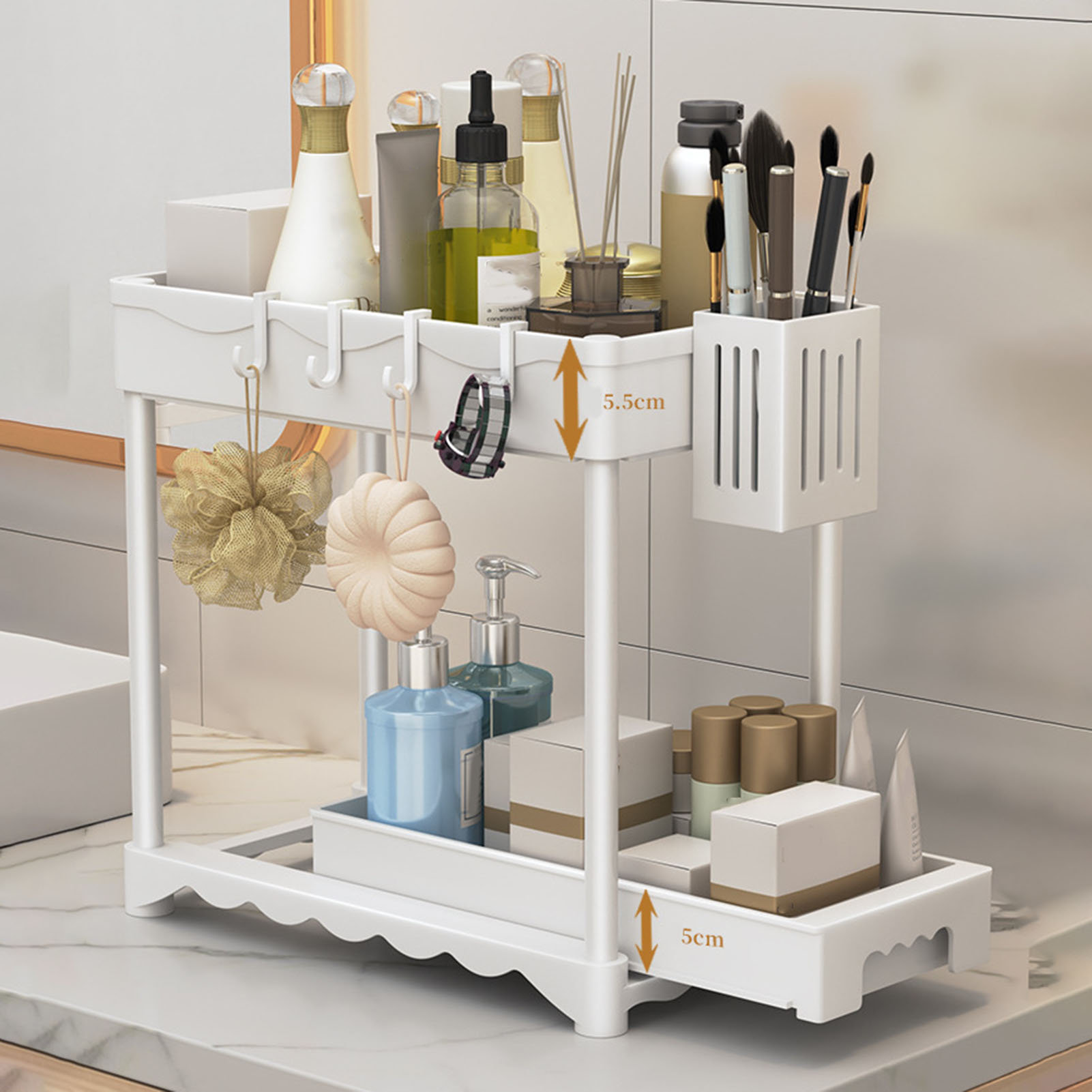 Rebrilliant Under Sink Storage Rack Pull Out Bathroom Cabinet Organizer ...