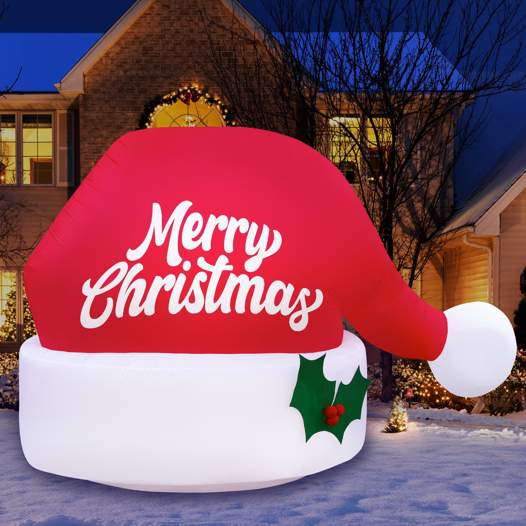 One Allium Way Christmas Inflatables Large 4.5Ft Tall Merry Christmas ...
