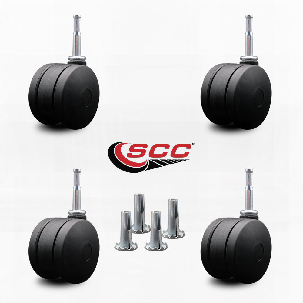 Service Caster 3 Inch Office Chair Casters Nylon Twin Wheel 5/16” Grip ...