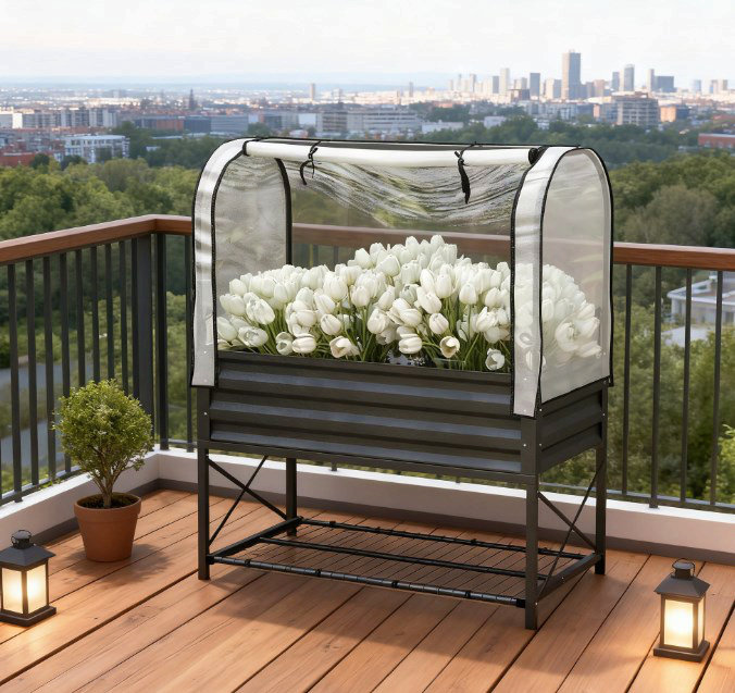 Latitude Run® Metal Elevated Planter Box,Raised Garden Bed With Legs ...