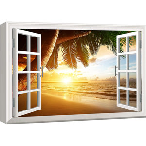 IDEA4WALL Window Scenery " Sunrise On Caribbean Beach " | Wayfair