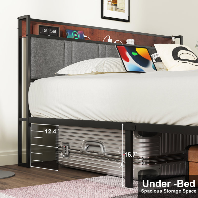 17 Stories Jeffory Upholstered Bookcase Storage Bed | Wayfair