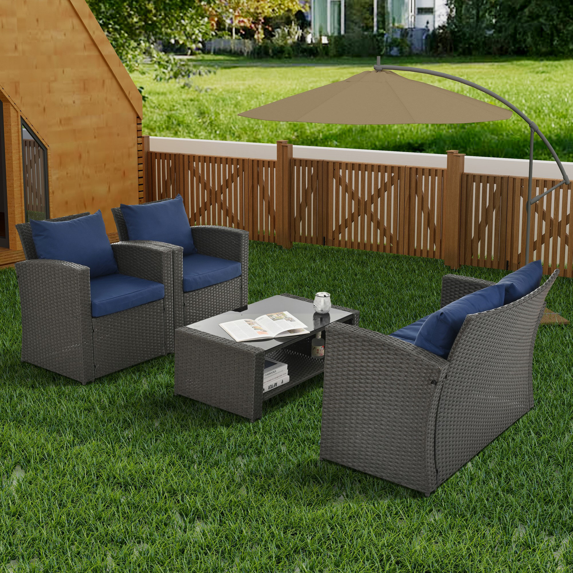 Dakota Fields 4-Piece Outdoor Furniture Sofa Set | Wayfair