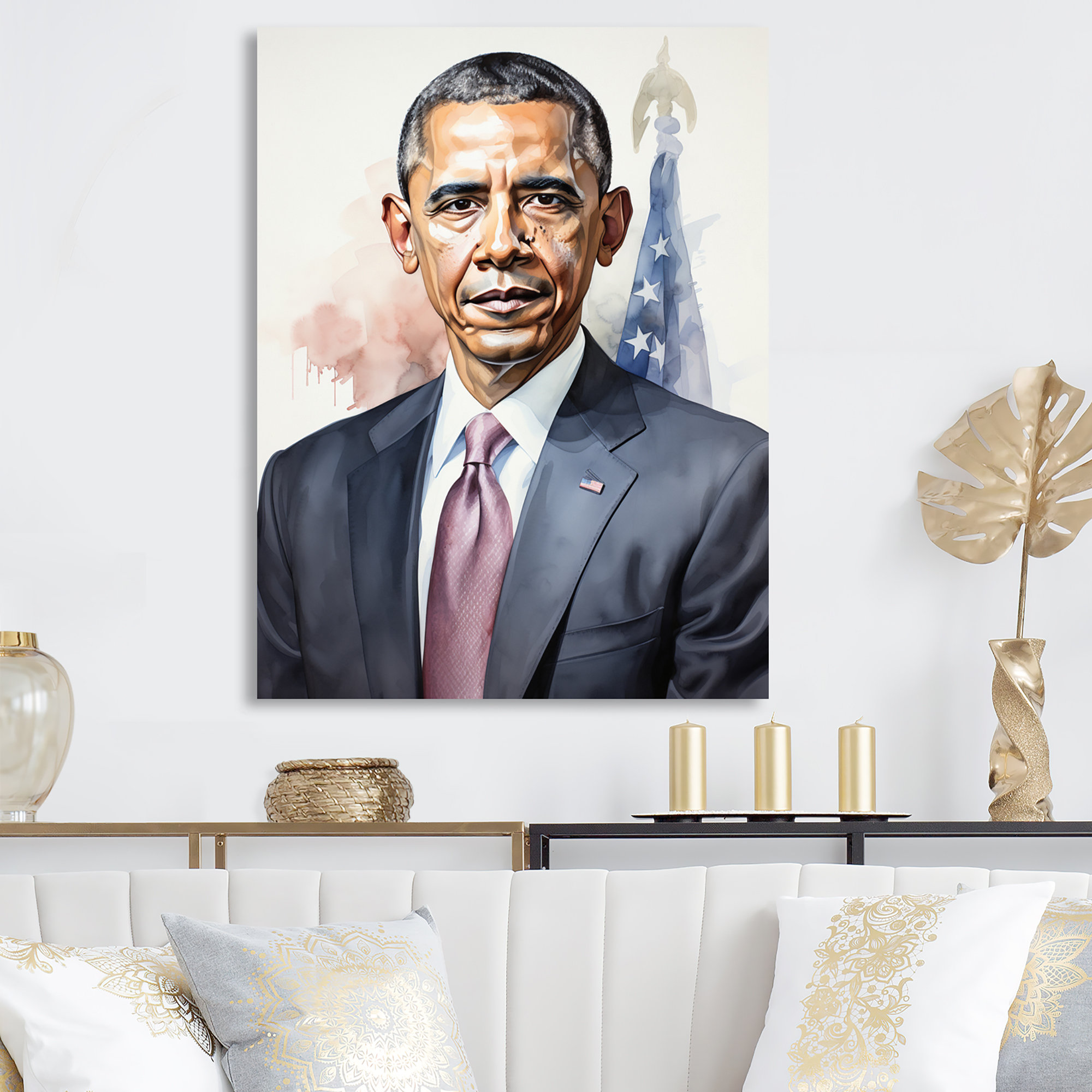 Design Art Obama President Portrait - Unframed Print on Metal | Wayfair